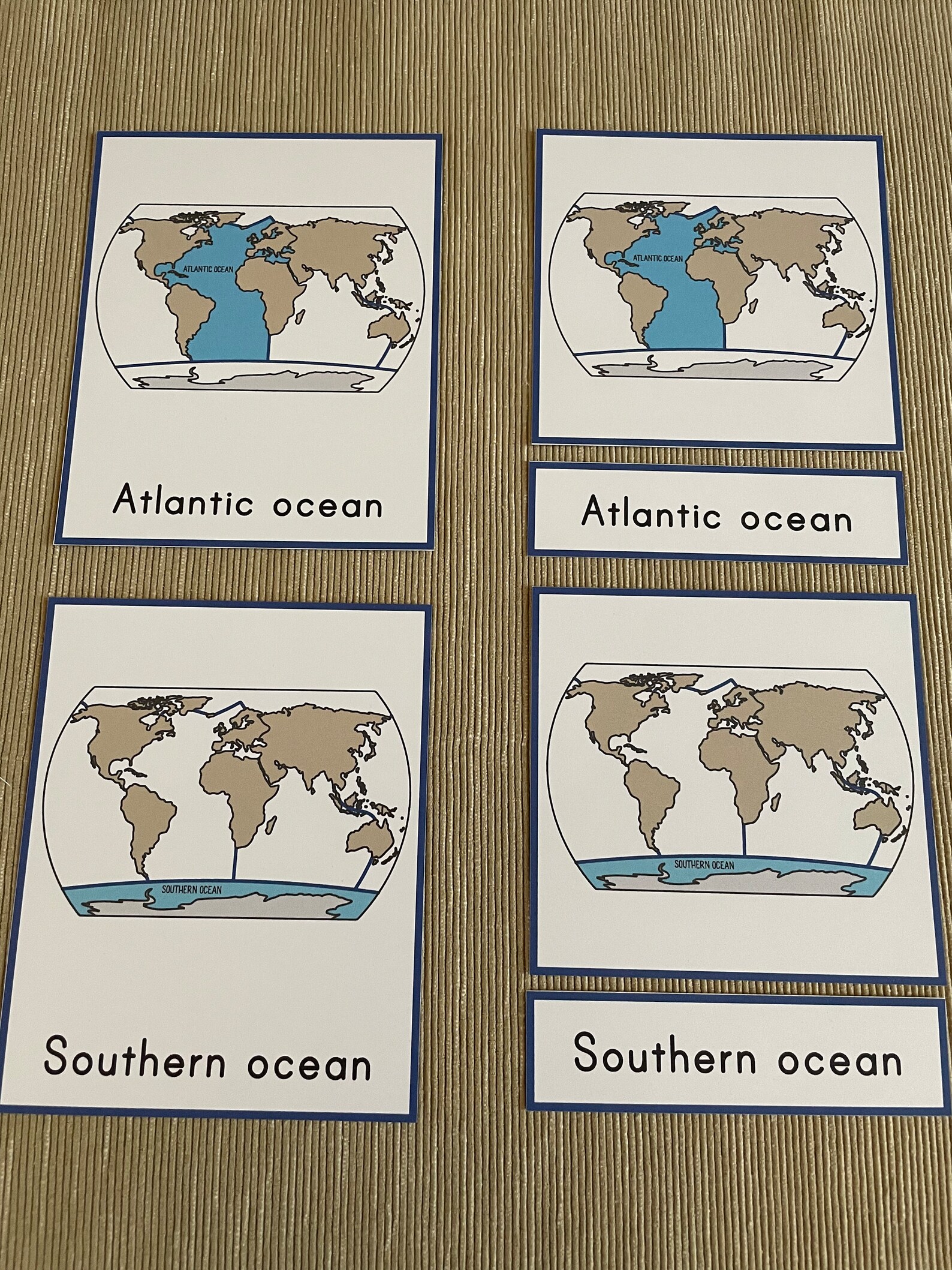 Oceans of the World 3 Part Cards. Montessori Geography - Etsy