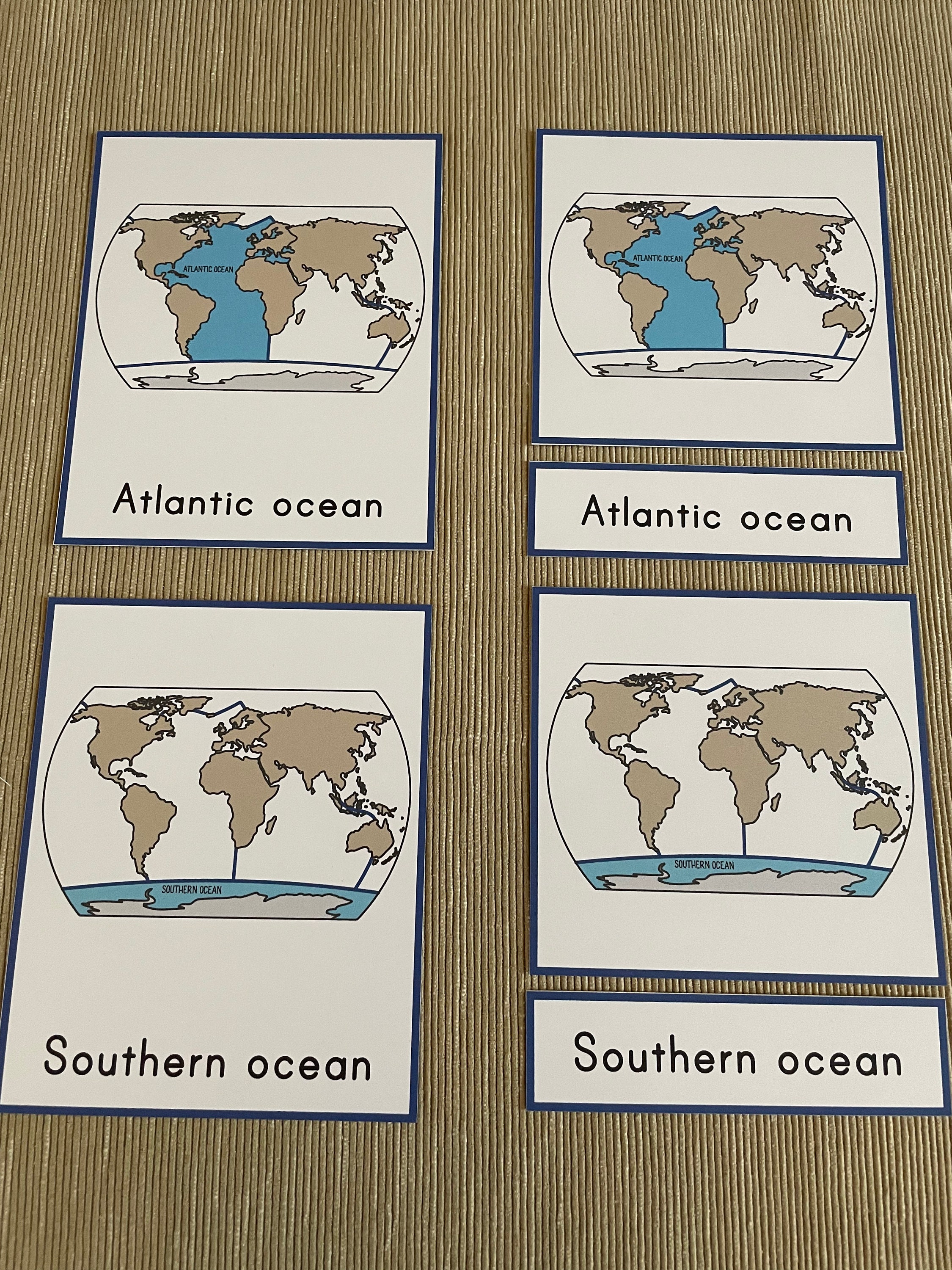 Oceans of the World 3 Part Cards. Montessori Geography - Etsy