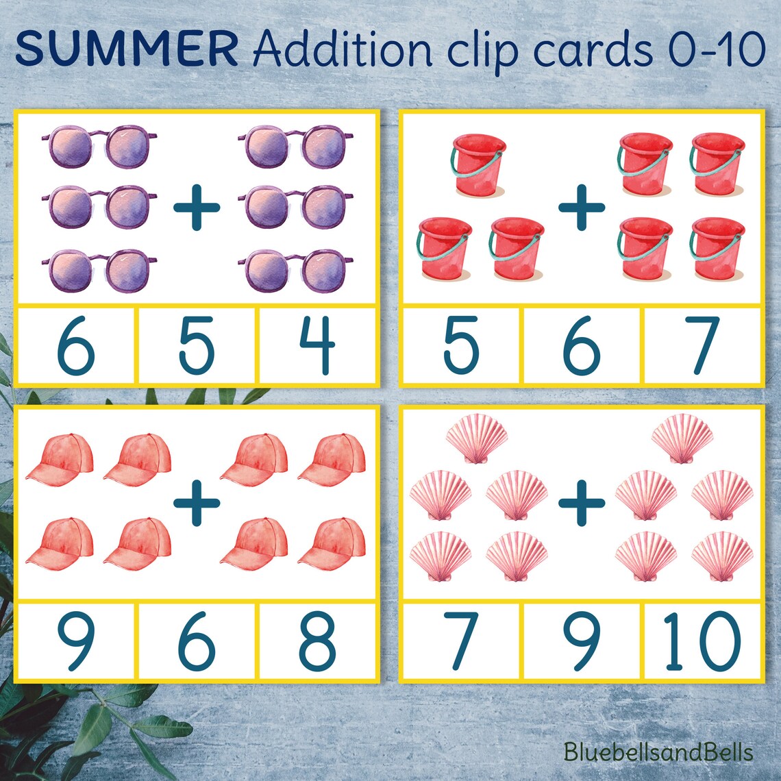 Montessori Summer Printable Addition Clip Cards. Preschool and | Etsy