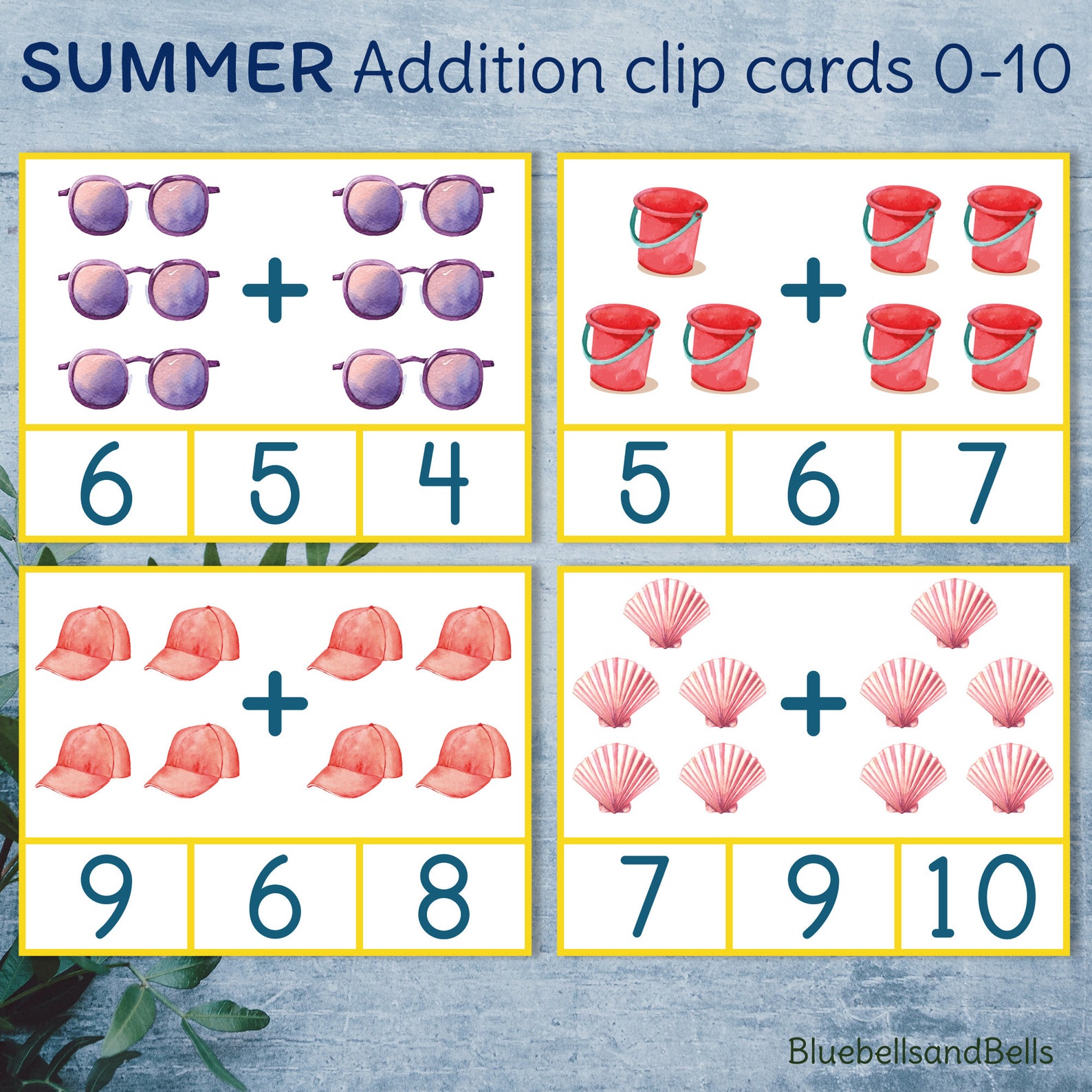 Montessori Summer Printable Addition Clip Cards. Preschool and - Etsy