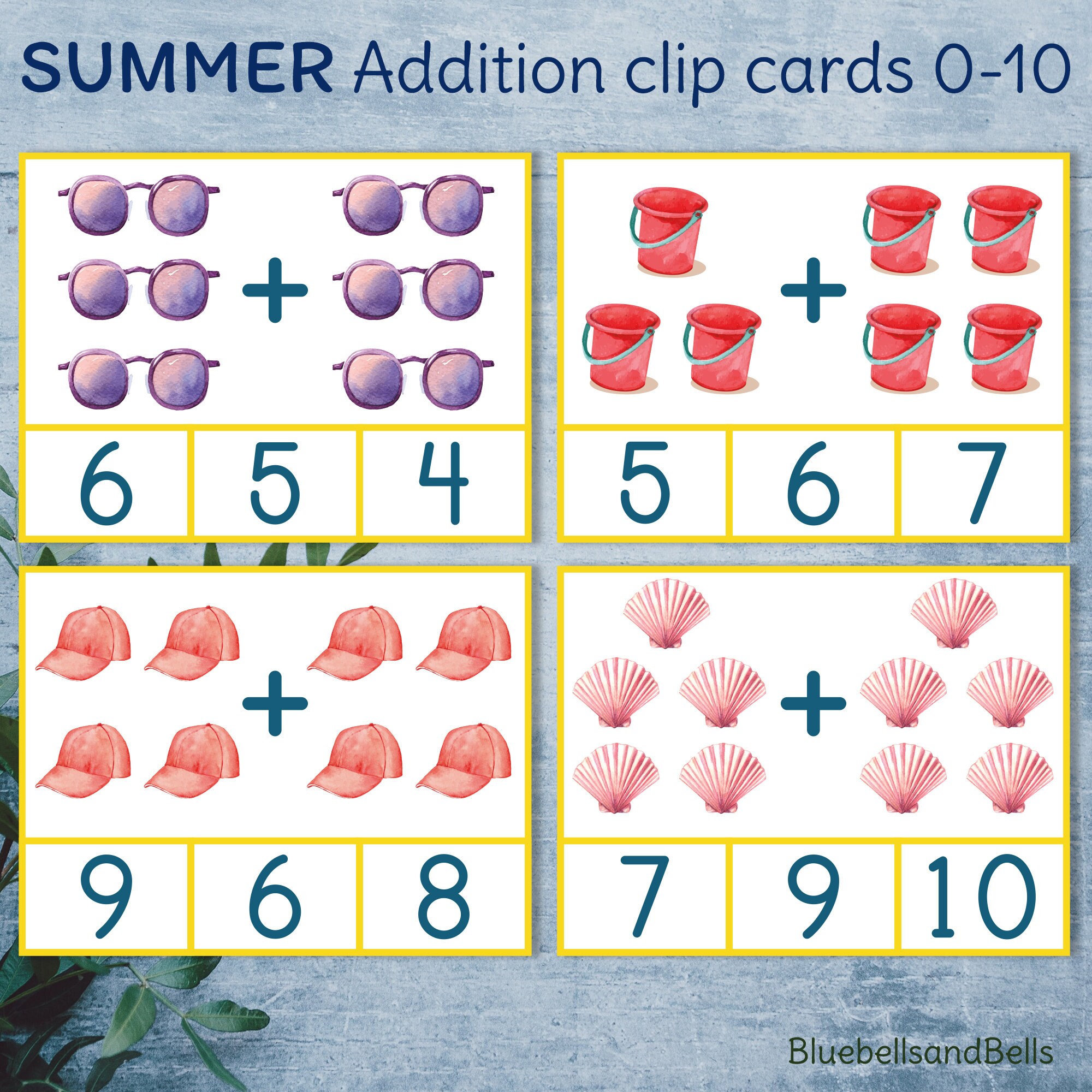 Montessori Summer Printable Addition Clip Cards. Preschool and | Etsy