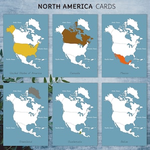 North America Montessori Maps and Country Cards. Geography Continent ...