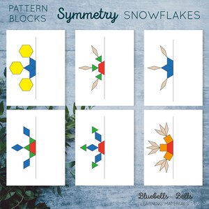 Snowflake Pattern Blocks Symmetry. Winter Preschool and Kindergarten ...