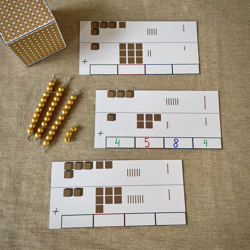 Montessori Golden Beads Addition Dynamic to 9999 Task Cards - Etsy