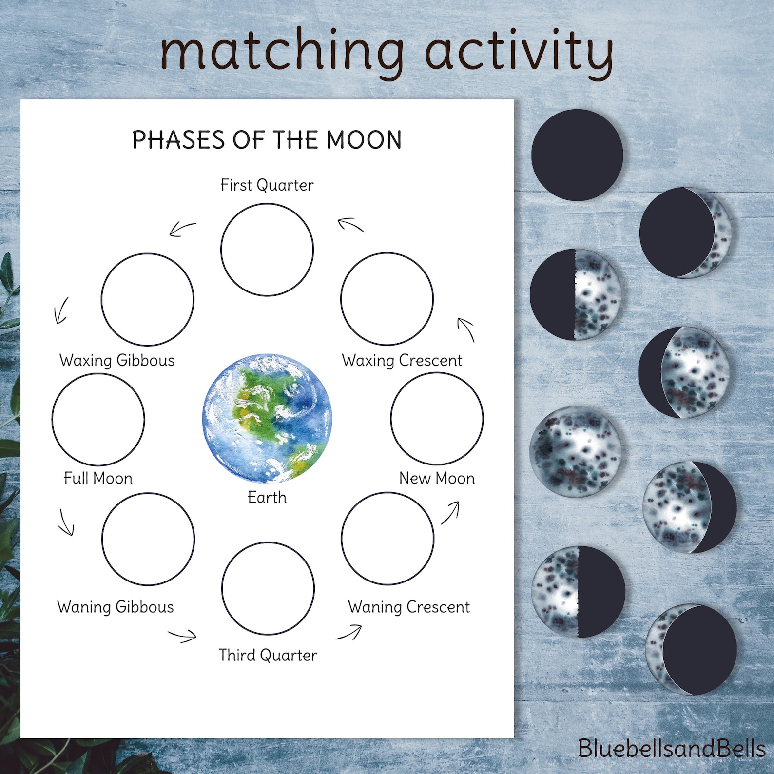 Phases of the Moon Printable Poster Matching Activity and - Etsy