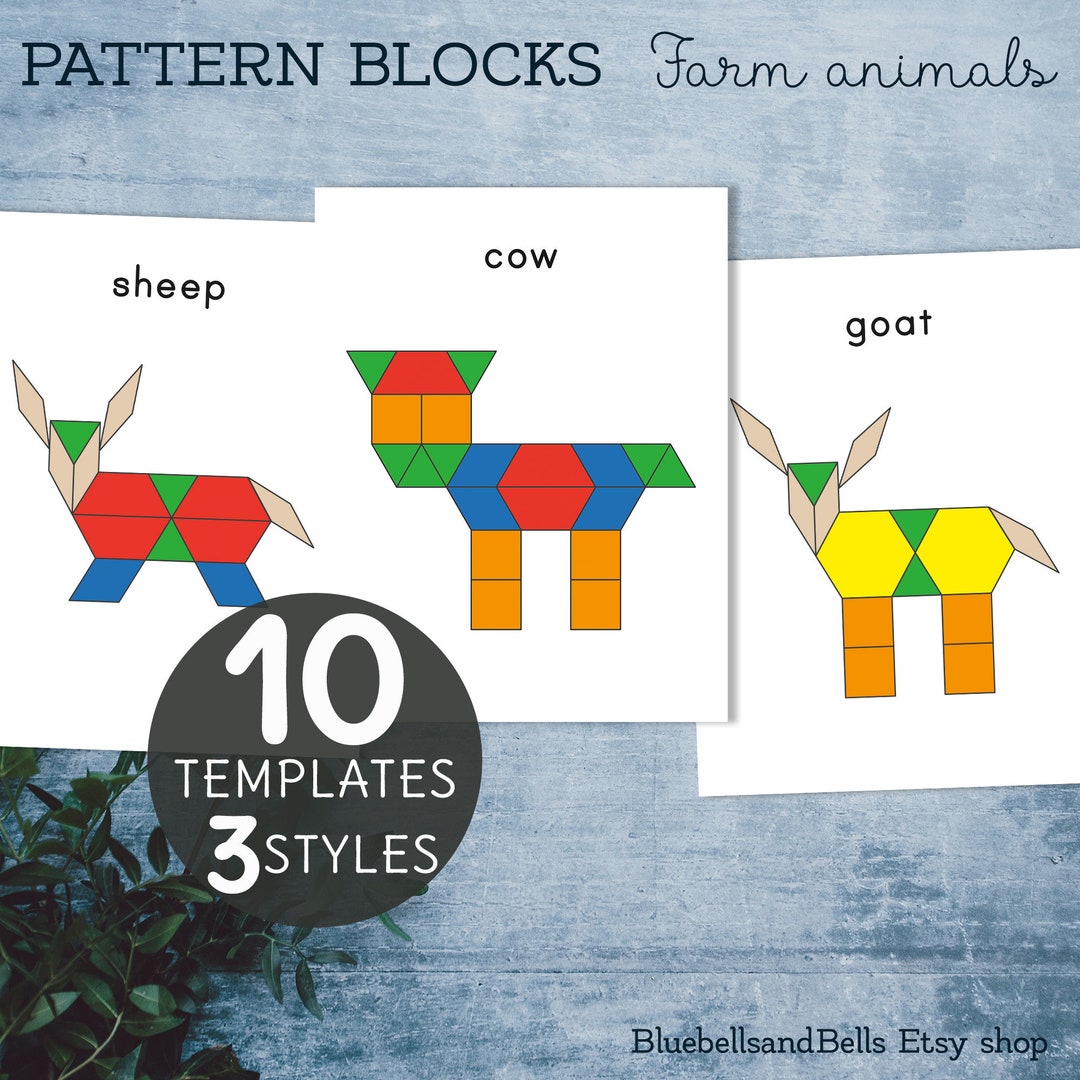 Farm Animals Pattern Blocks Templates. Preschool and Kindergarten Shape ...