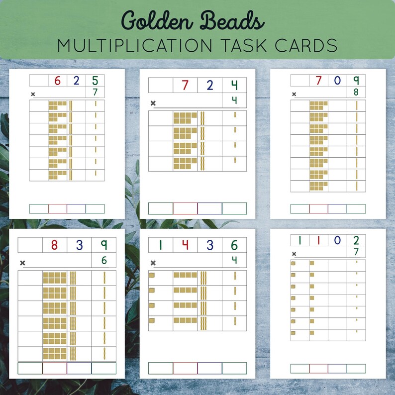 Montessori Golden Beads Multiplication Printable Task Cards. - Etsy