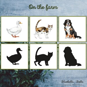 Farm Animal Shadow Matching Cards. Toddler Montessori Printable. - Etsy