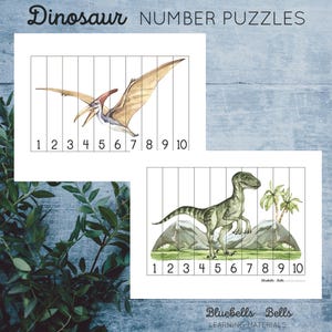 Dinosaur Puzzle Number Sequence 1-10. Montessori Preschool Printable ...