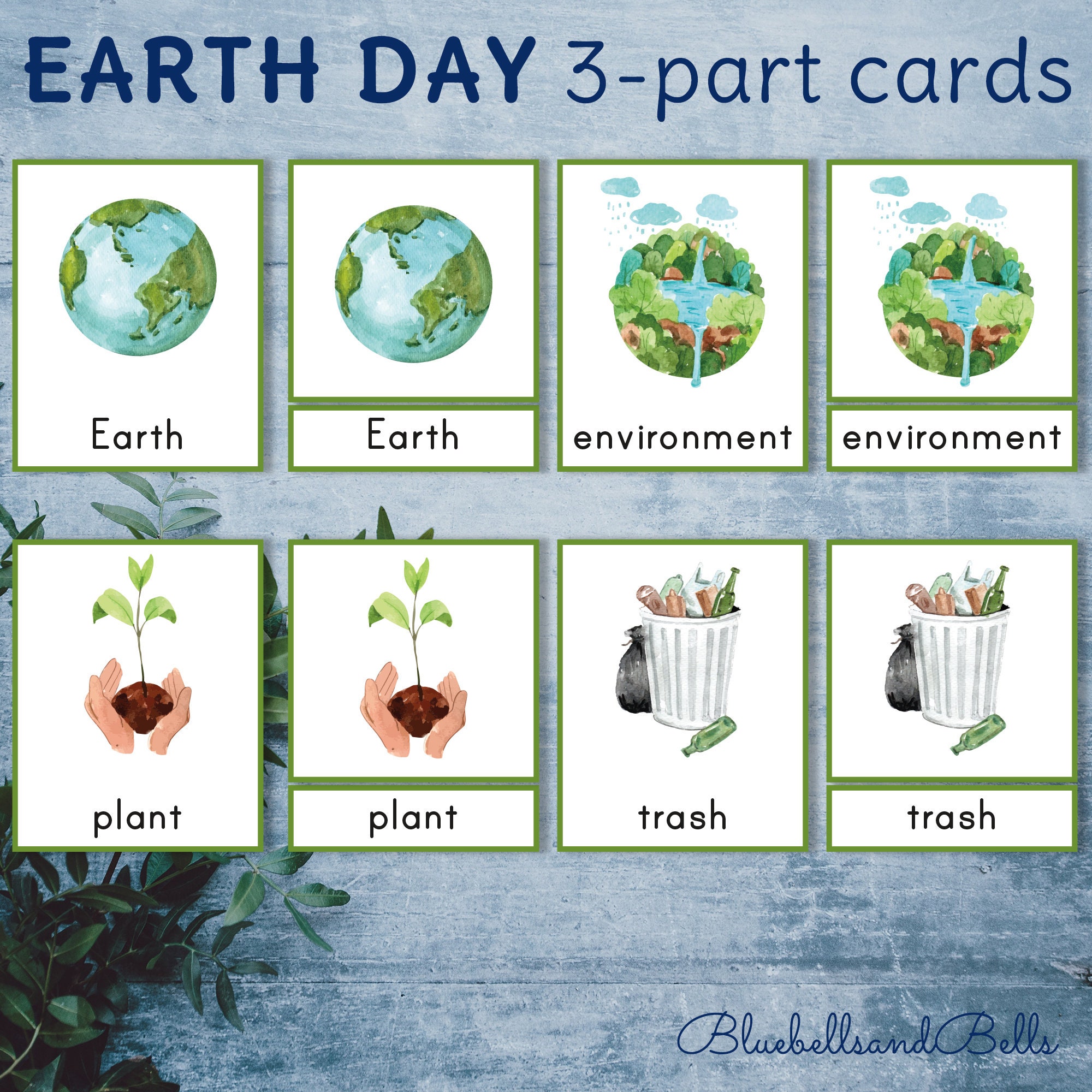 Earth Day Montessori 3 Part Cards. Ecology Vocabulary Cards. - Etsy
