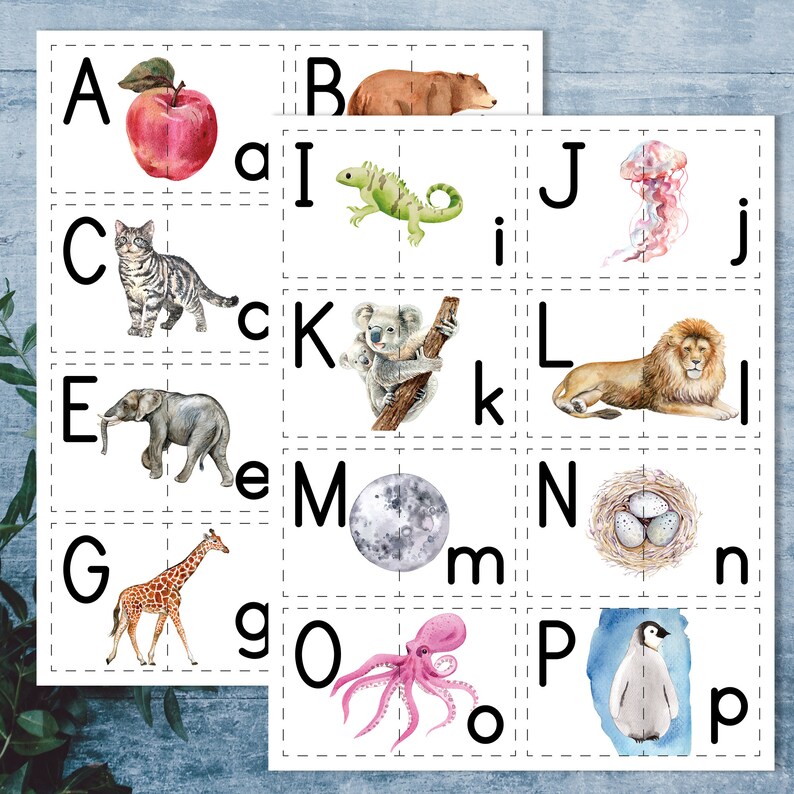 Printable Alphabet Puzzle. Toddler Watercolor Letter Cards. - Etsy