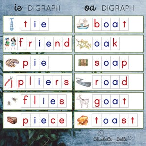 Montessori Moveable Alphabet Printable Vowel Digraph Cards for Letter ...