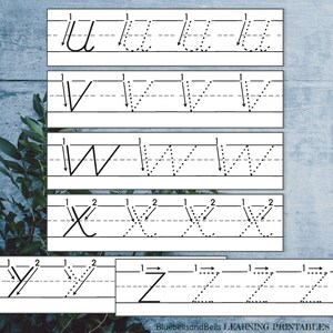 Uppercase Alphabet Tracing D'nealian Font. Letter Formation Preschool ...