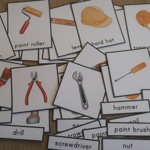 Tools Montessori Printable Three Part Cards. Preschool and Kindergarten ...