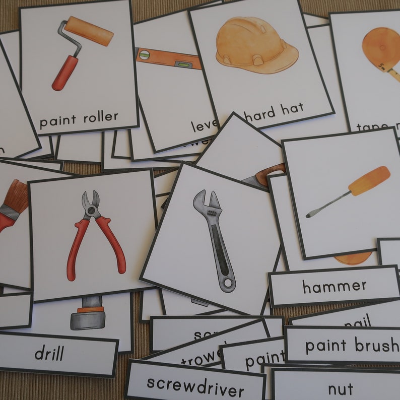 Tools Montessori Printable Three Part Cards. Preschool and | Etsy