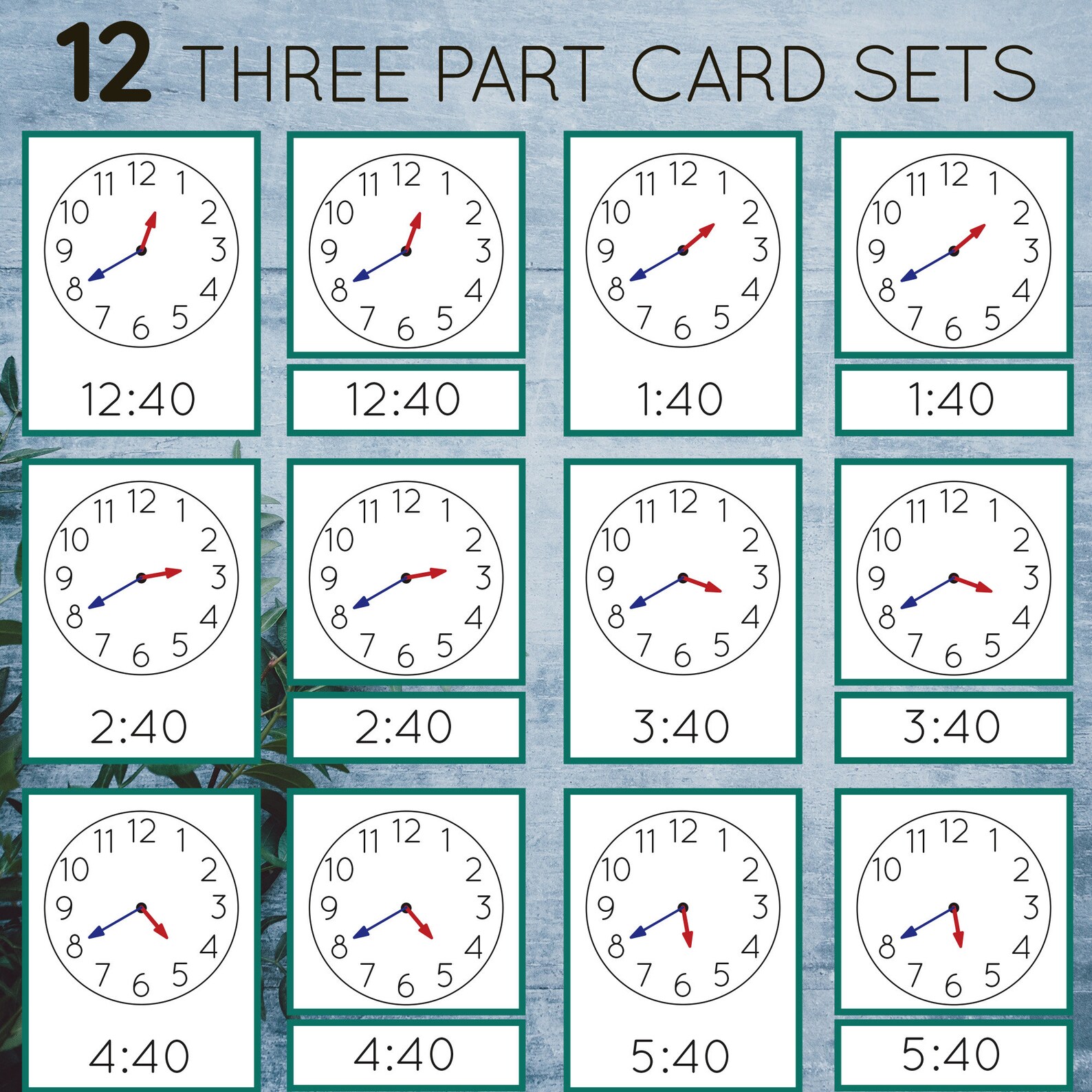 Telling Time Montessori 3-part Cards. Level 2 Nomenclature Cards Clock ...