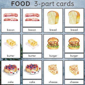 Montessori Printable Food 3 Part Cards. Preschool and Kindergarten ...