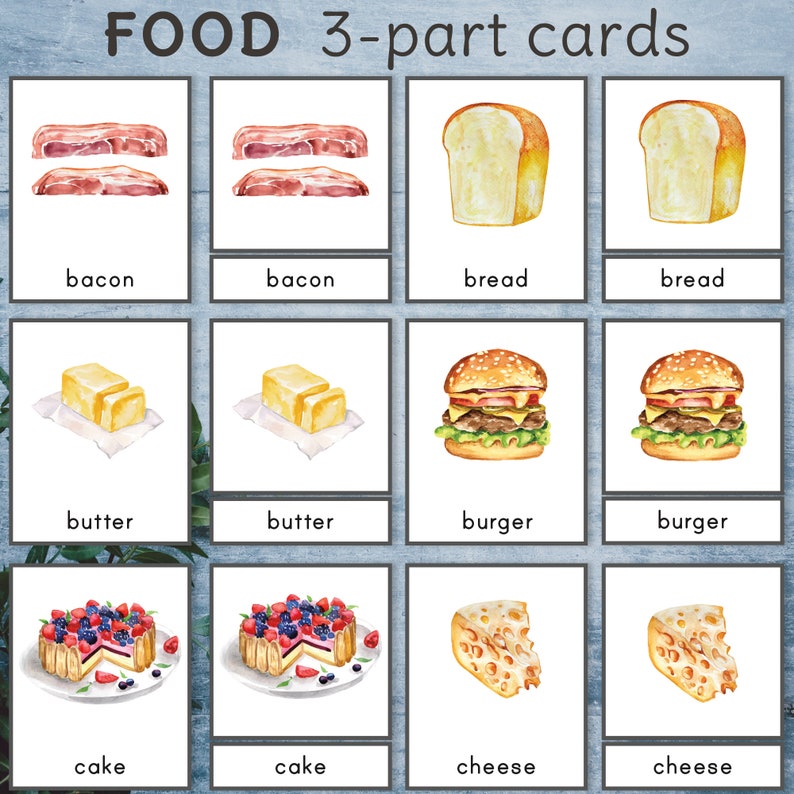 Montessori Printable Food 3 Part Cards. Preschool and - Etsy