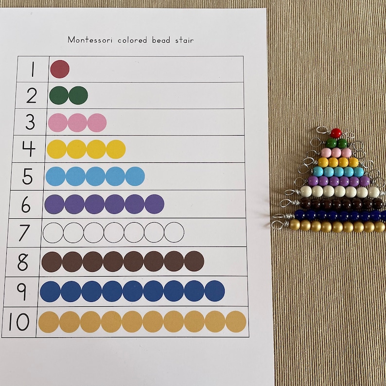 Montessori Colored Bead Stair Printables. Preschool Math - Etsy