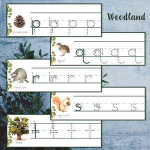 Alphabet Tracing Strips Woodland Lowercase. Handwriting Activity for ...