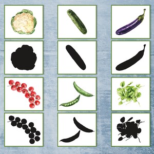 Vegetables Printable Shadow Matching Cards. Montessori Toddler Activity ...