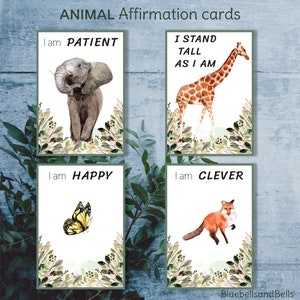Animal Positive Affirmations Cards. Watercolor Kids Printable Cards. - Etsy