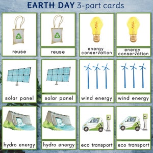 Earth Day Montessori 3 Part Cards. Ecology Vocabulary Cards. Preschool ...