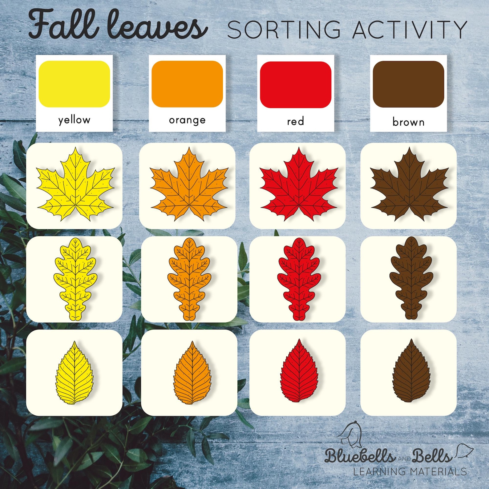 Color Sorting Fall Leaves Activity for Preschool. Shape Sorting ...