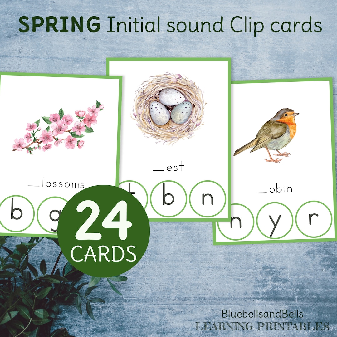 Spring Montessori Printable Phonics Clip Cards. Beginning Sound ...