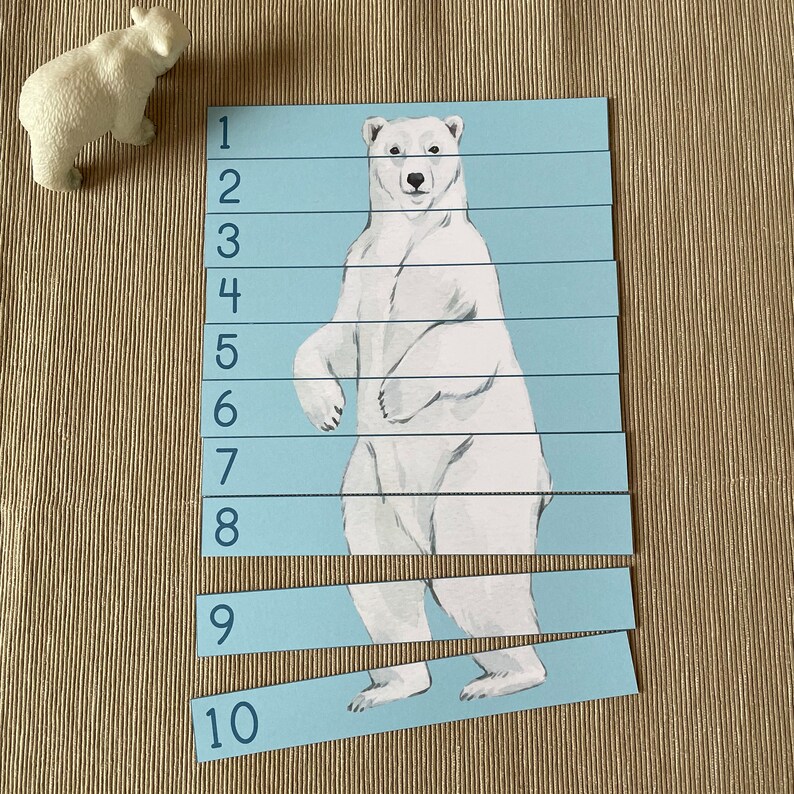 Arctic Animals Preschool Printable Puzzles 1-10. Penguin Number ...