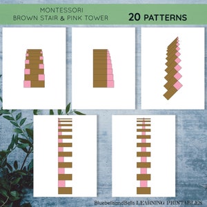 Montessori Pink Tower Brown Stair Pattern Cards Printable. Sensorial ...