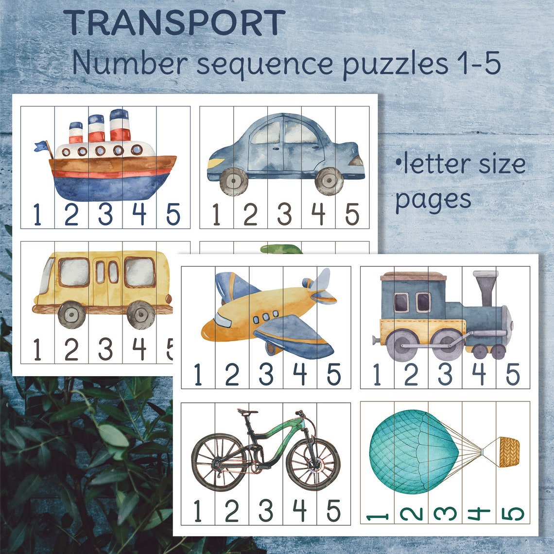 Toddler Puzzle Transport Number Sequnece 1-5. Printable | Etsy