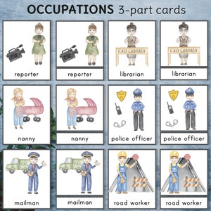 Occupations 3 Part Cards. Montessori Printable Professions Nomenclature ...