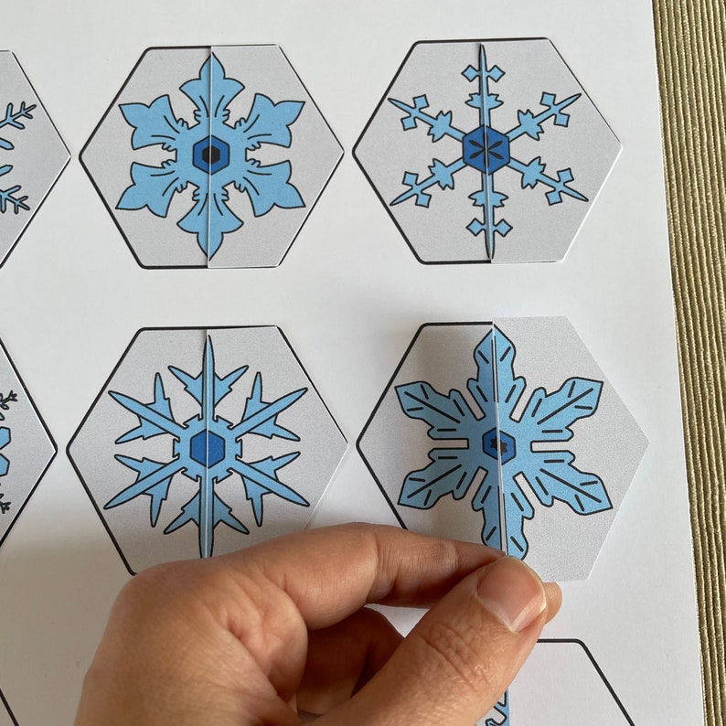 Montessori Preschool Winter Printable Snowflake Symmetry - Etsy