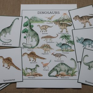 Dinosaur Cards and Poster. Toddler Watercolor Printable. Preschool ...
