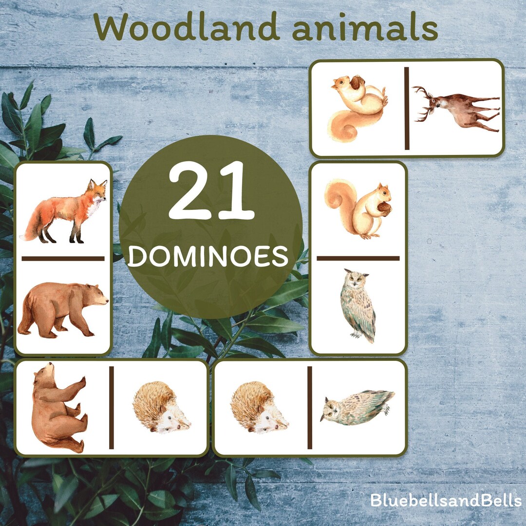 Woodland Animal Dominoes. Printable Preschool Game. - Etsy