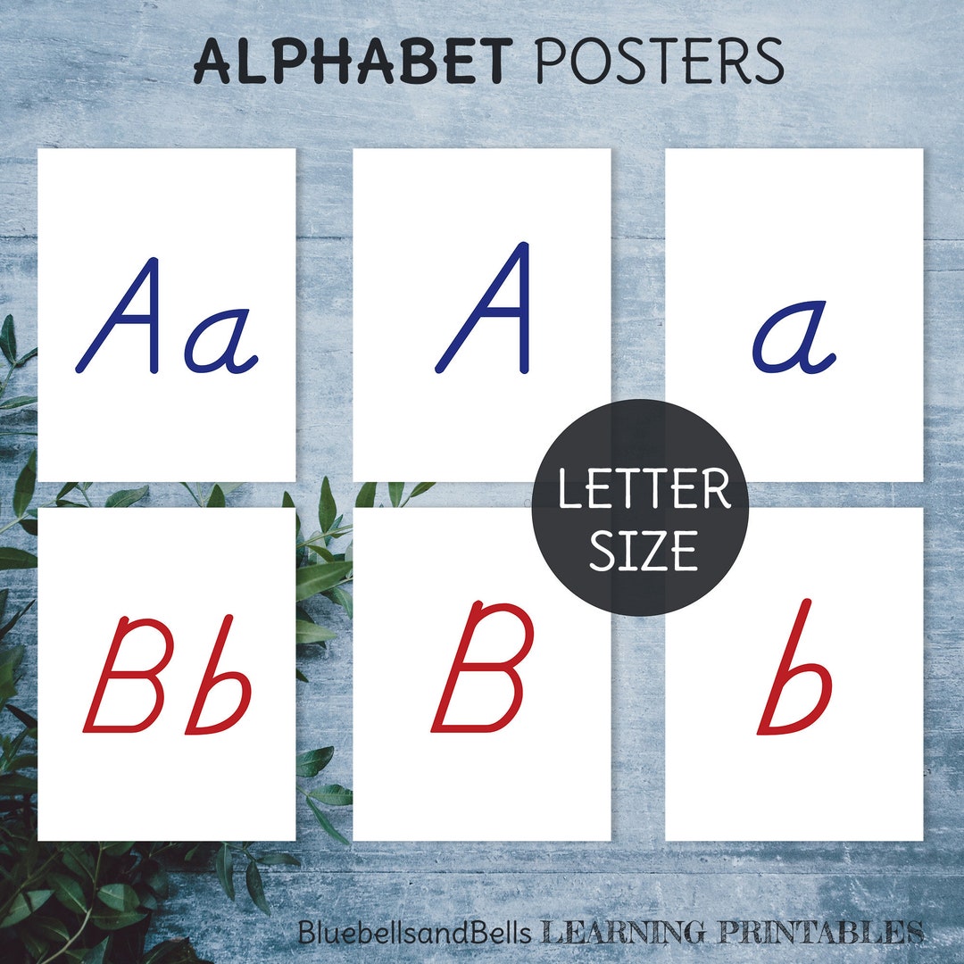 Montessori Alphabet Posters D'nealian Font Letter Size. - Etsy