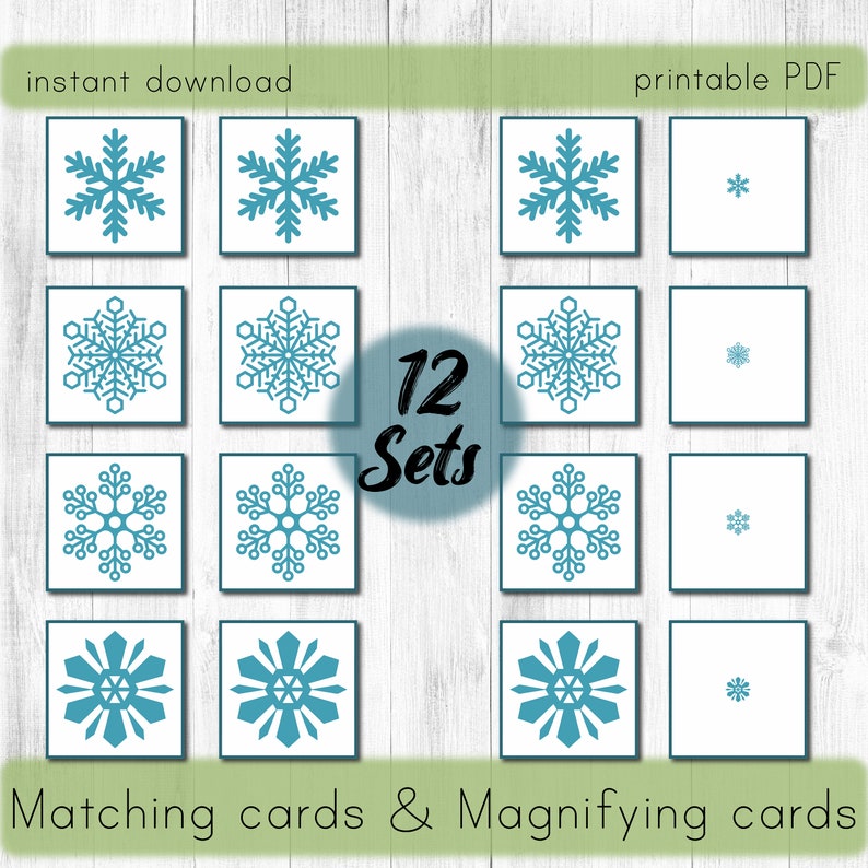 Snowflake Preschool Activities. Montessori Winter Printable. - Etsy