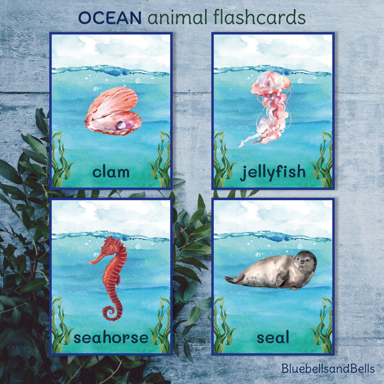 Printable Ocean Animals Flashcards for Toddlers and - Etsy