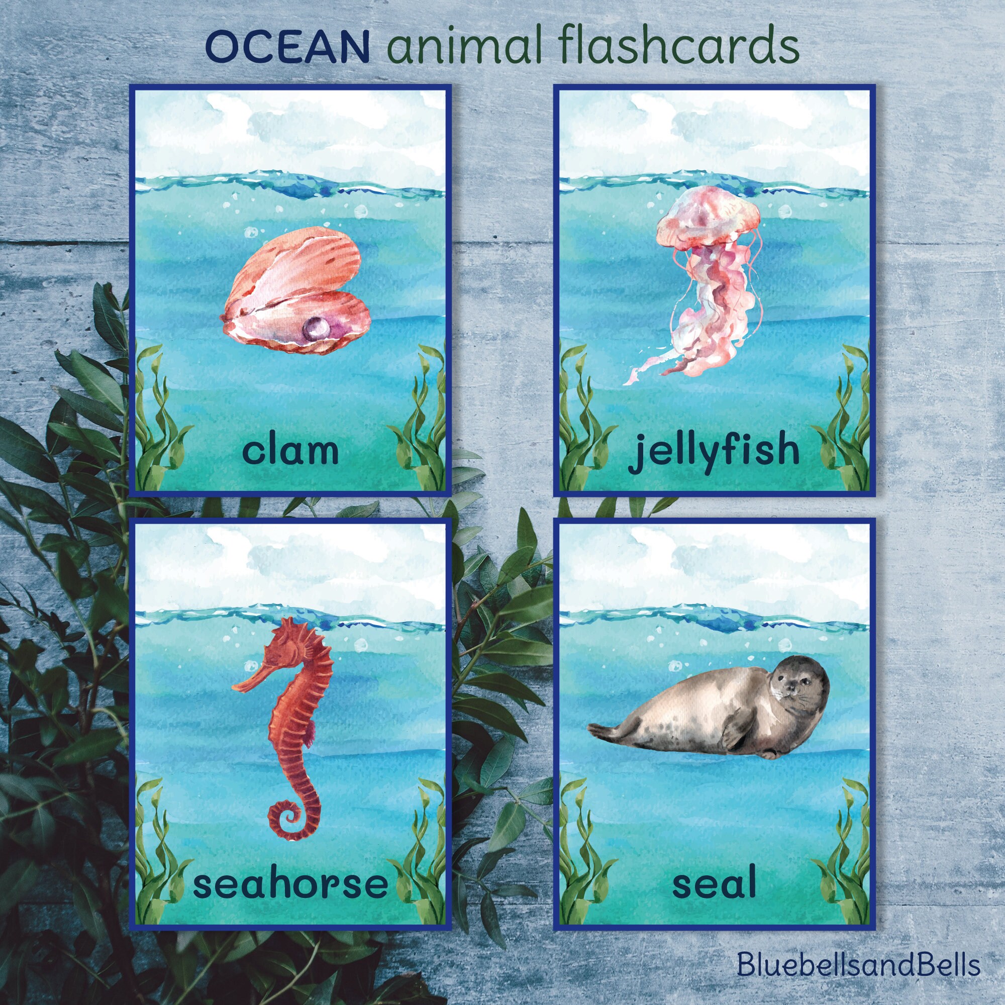 Printable Ocean Animals Flashcards for Toddlers and - Etsy Canada
