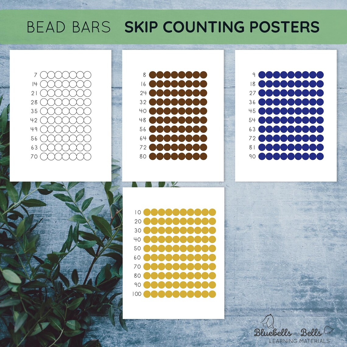 Montessori Bead Bars Skip Counting Worksheets and Posters - Etsy
