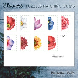 Montessori Spring Flower Puzzle. Toddler Matching Halves Activity ...