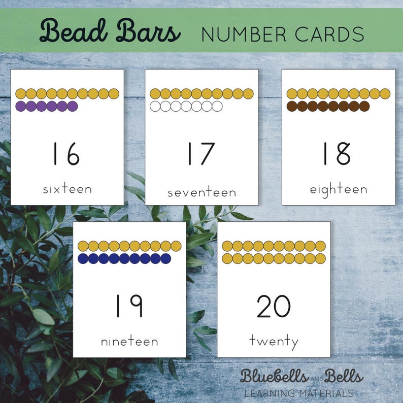 Montessori Beads Number Flash Cards. Math Preschool Printable Counting ...