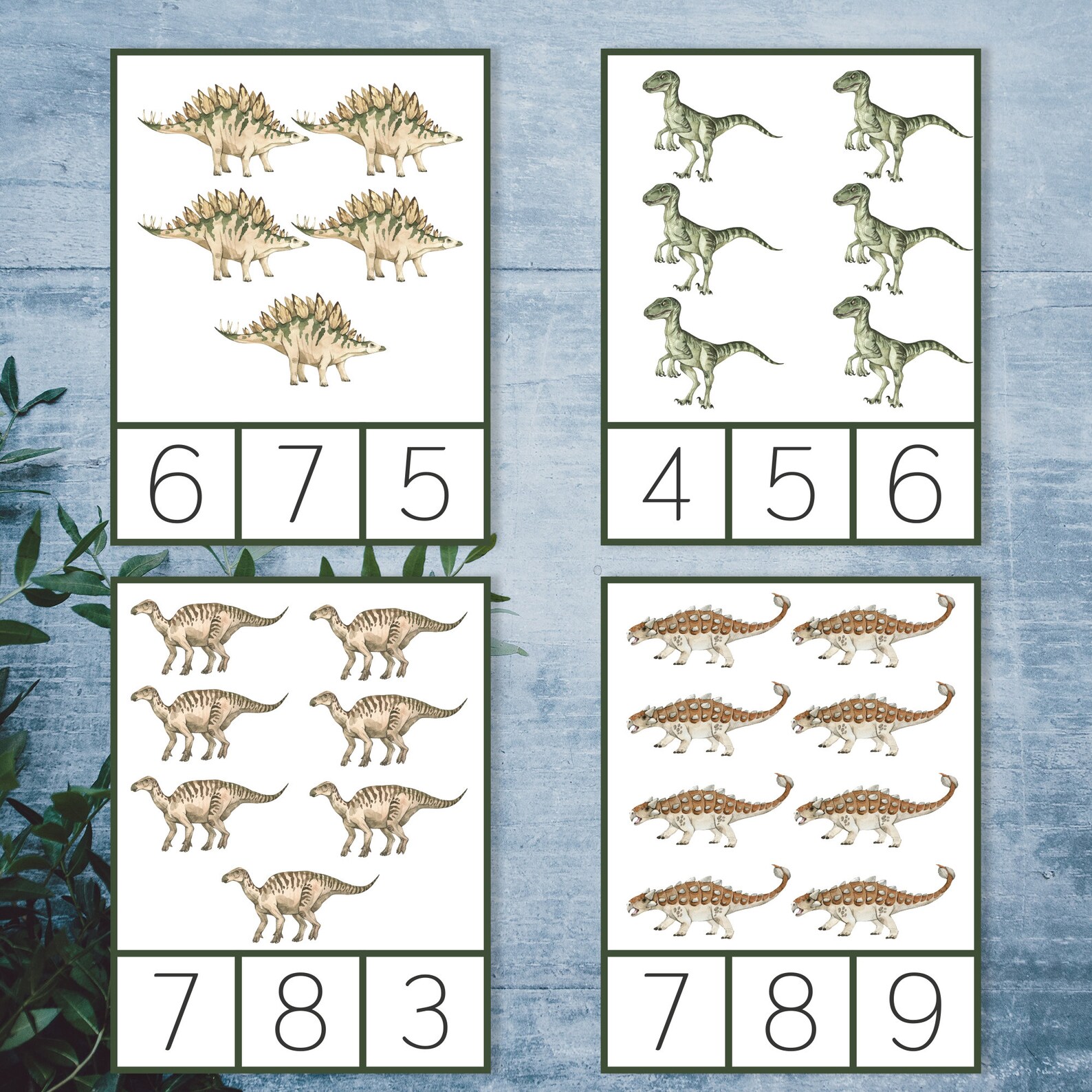 Dinosaur Count and Clip Cards 1-10. Preschool Montessori Math - Etsy