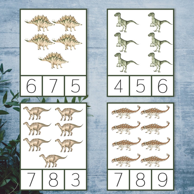Dinosaur Count and Clip Cards 1-10. Preschool Montessori Math - Etsy