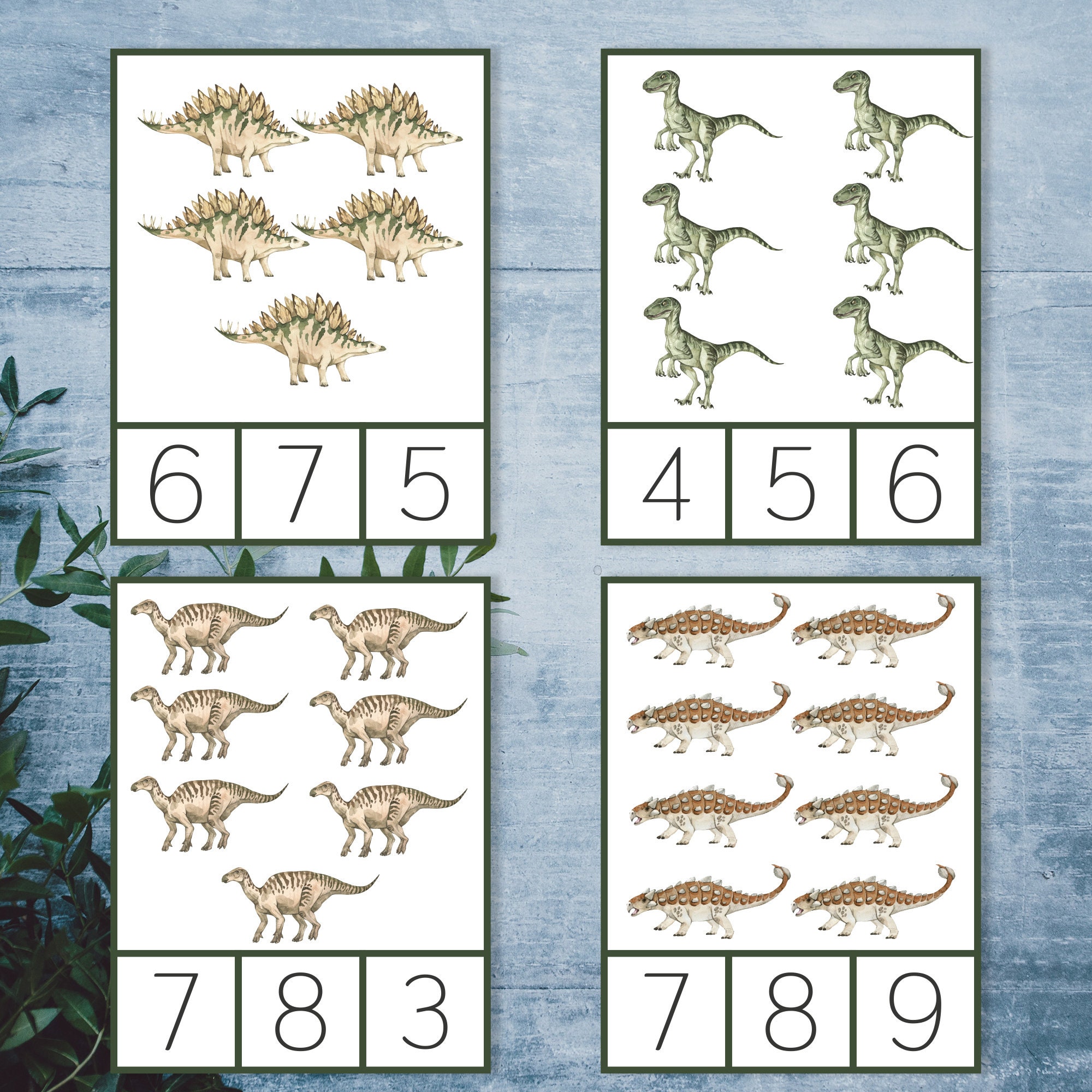 Dinosaur Count and Clip Cards 1-10. Preschool Montessori Math - Etsy
