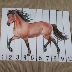 Animal Puzzles 1-10 Number Sequence. Kids Printable Counting Game. - Etsy