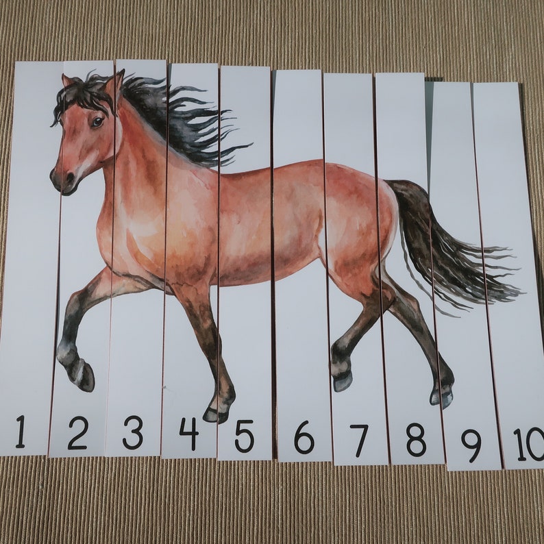 Animal Puzzles 1-10 Number Sequence. Kids Printable Counting - Etsy