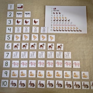 Number Chart 1-10 Printable. Farm Animal Montessori Math Counters ...