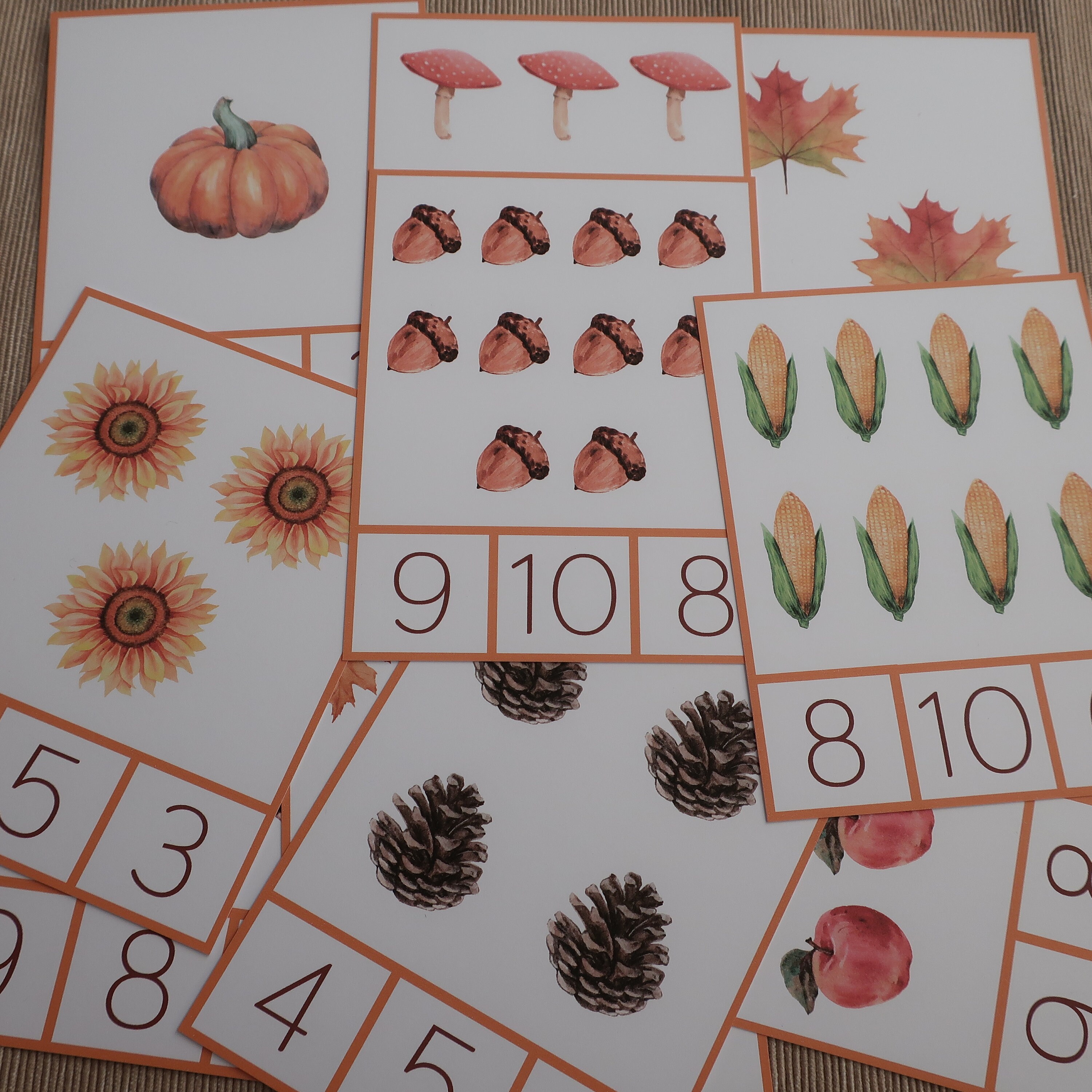 Autumn Preschool Printable Count and Clip Cards 1-10. - Etsy UK